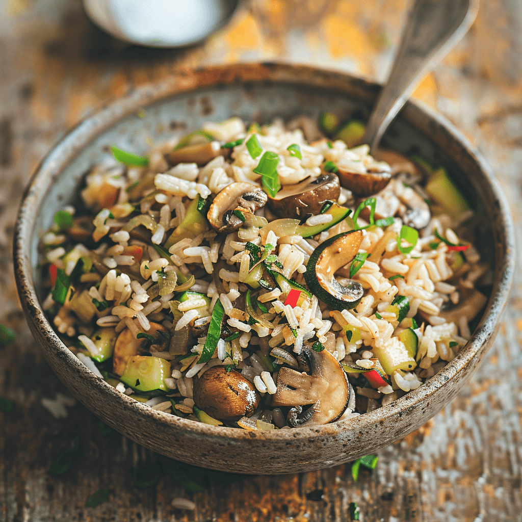 Courgette and mushroom rice recipe